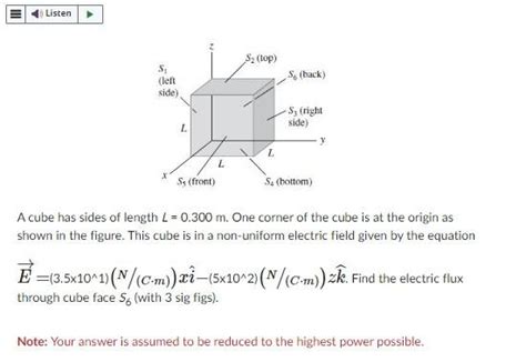 solved a cube has sides of length l 0 300 m one corner of