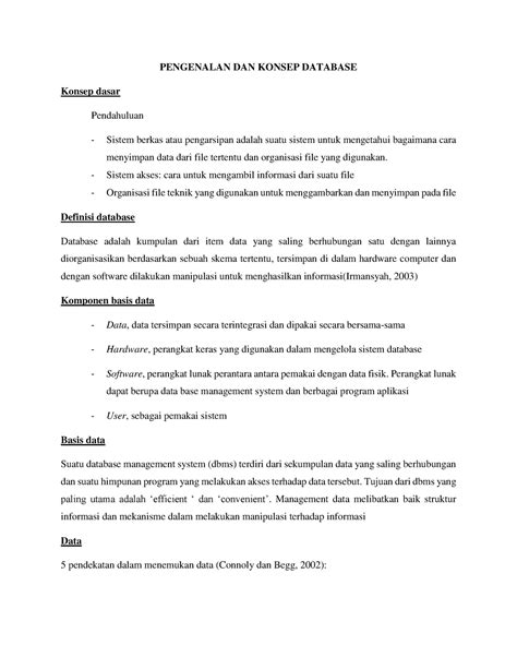 Database Konsep Dan Pengenalan Database Pengenalan Dan Konsep