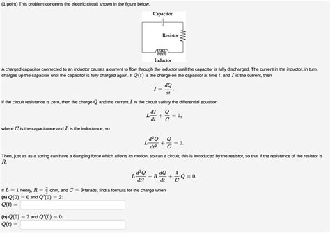Solved 1 Point This Problem Concerns The Electric Circuit Shown In The Figure Below