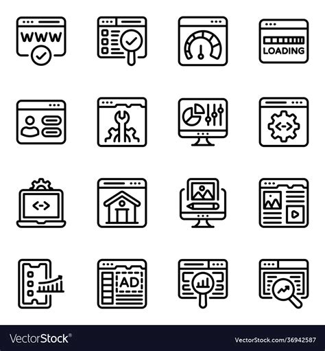 Web And Seo Linear Icons Pack Royalty Free Vector Image