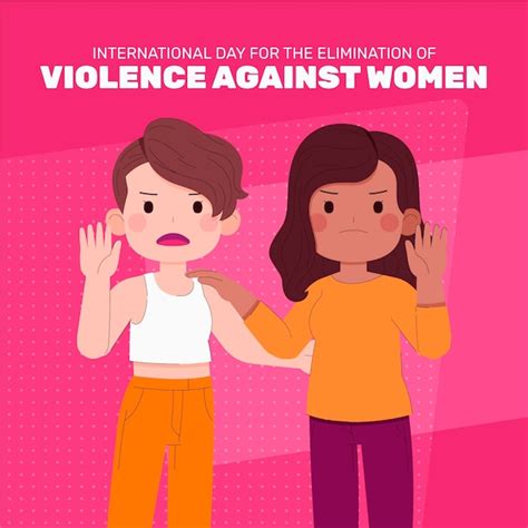 여성에 대한 폭력 제거를 위한 손으로 그린 평평한 국제의 날 일러스트레이션 무료 벡터