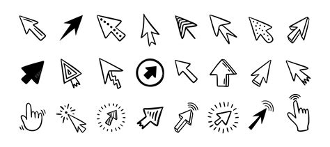 Premium Vector Cursor Doodle Icon Set Click Cursor Hand Drawn Set Isolated Mouse Cursor