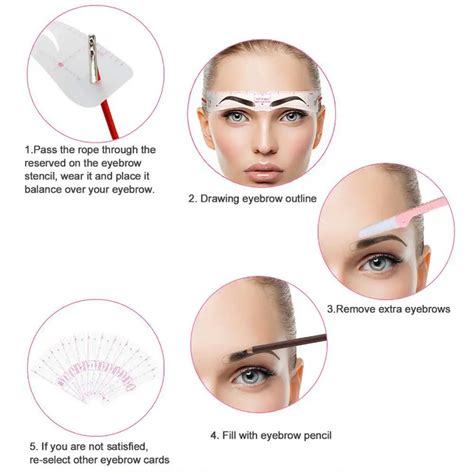 12pcs Set Reusable Eyebrow Stencil Set Easy Diy Eyebrow Mapping Templates Visual Effects Pmu