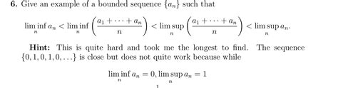 Solved 6 Give An Example Of A Bounded Sequence An Such