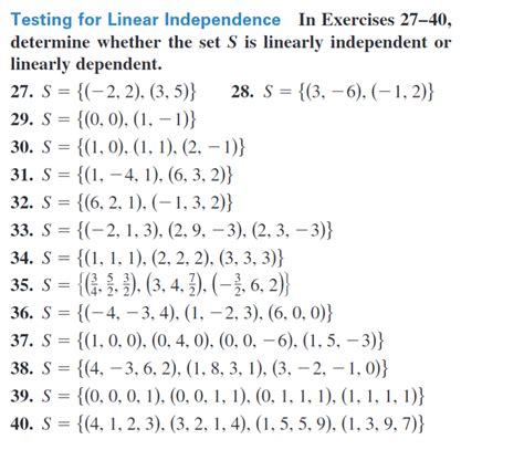 Solved Testing For Linear Independence In Exercises Chegg Com