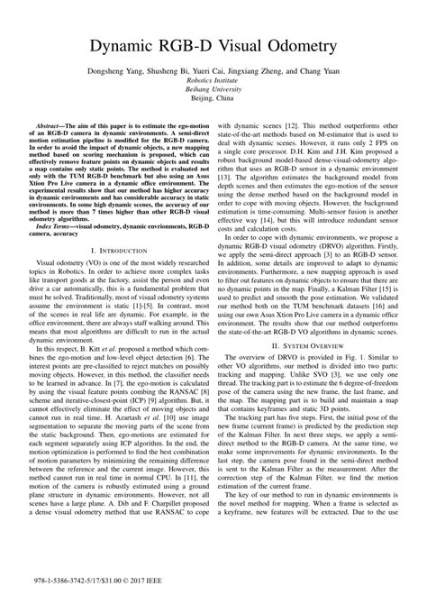 Pdf Dynamic Rgb D Visual Odometry