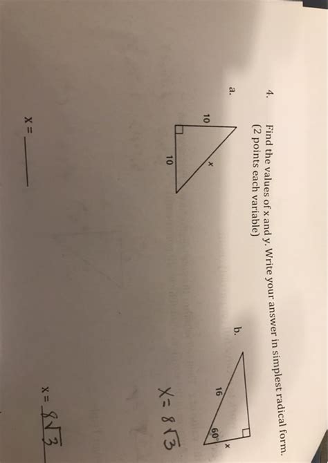 solved 4 find the values of x and y write your answer in