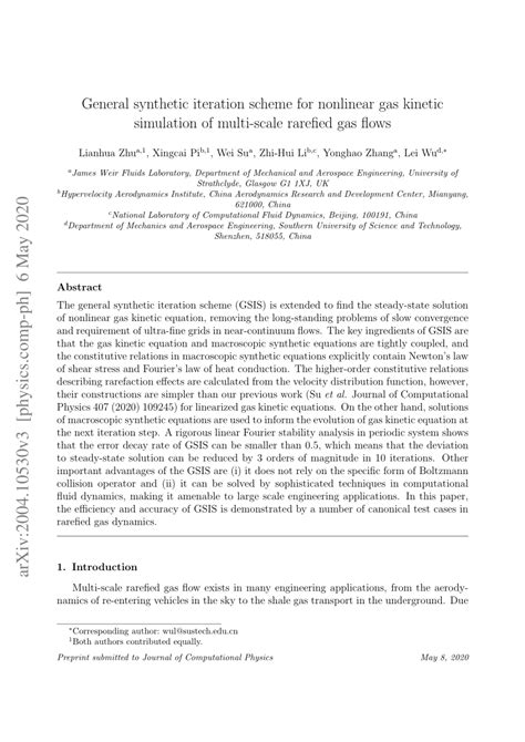 Pdf General Synthetic Iteration Scheme For Non Linear Gas Kinetic Simulation Of Multi Scale