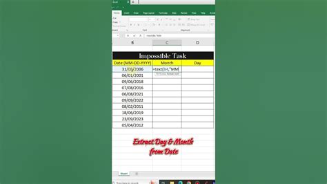 Excel Tips Extract Day And Month From Date Exceltutorial Shorts Youtube