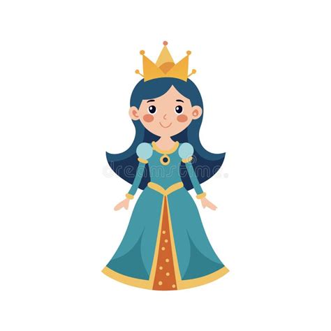Cute Cartoon Princess With Crown And Dress On White Background Stock Illustration Illustration