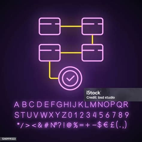 활동 다이어그램 네온 표시등 아이콘입니다 워크플로 작업 프로세스 맵 문제 해결 단계 목표에 대한 움직임 알파벳 숫자 및 기호와