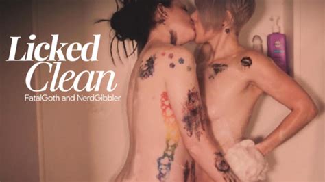 Fatalgoth Licked Clean Sensual Lesbian Shower Ends In Oral Bliss