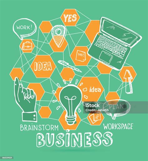 브레인 스토밍 개념입니다 비즈니스와 아이디어 플랫 디자인입니다 손으로 그린된 낙서 스케치 개념에 대한 스톡 벡터 아트 및 기타