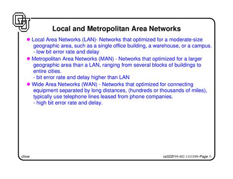 local and metropolitan area networks lecture notes local area network