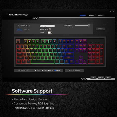 Buy TECWARE Phantom 87 Key Mechanical Keyboard RGB Led Outemu BROWN Switch US Layout Online