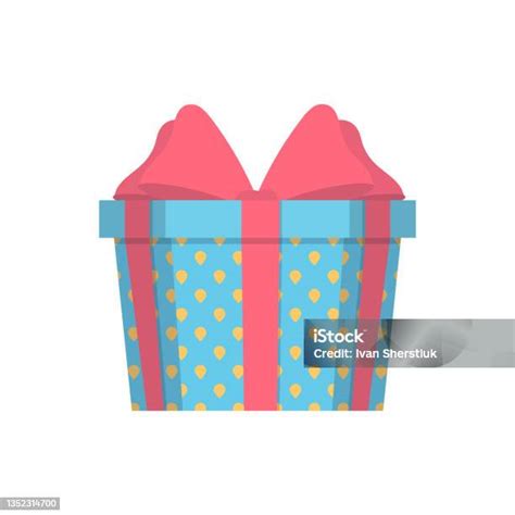 분홍색 활이있는 파란색 상자 흰색 배경에 격리 된 선물 상자 벡터 개념에 대한 스톡 벡터 아트 및 기타 이미지 개념 계절