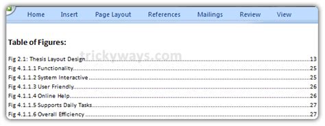 How To Create Table Of Figures In Word 2007 2010 Office