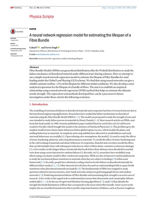 A Neural Network Regression Model For Estimating The Lifespan Of A