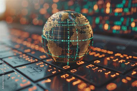 Global Cyber Security Concept With Digital Closed Pad Lock Earth Planet Globe And Binary Code