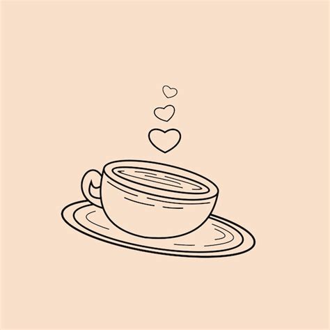 커피 라인 아트 한잔 프리미엄 벡터