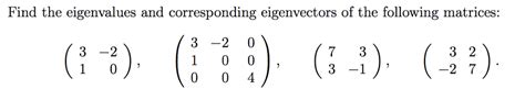 Solved Find The Eigenvalues And Corresponding Eigenvectors