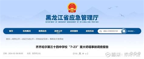 齐齐哈尔体育馆坍塌事故调查报告公布：51人被追责 2023年7月23日14时52分许，位于黑龙江省齐齐哈尔市龙沙区的齐齐哈尔市第三十四中学校