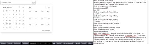 Datepicker Narrator Is Reading Incorrect Information While Entering The Date Picker Table