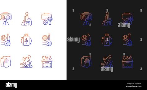 Vr Guide Gradient Manual Label Icons Set For Dark And Light Mode Stock