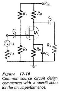 Single Stage Common Source Amplifier Bias Resistors