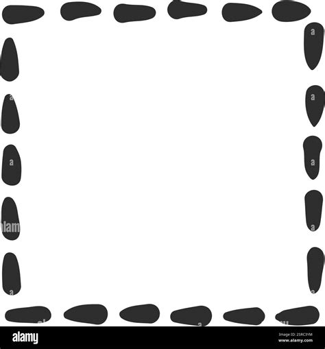 Simple Square Frame Made Of Small Black Irregular Shapes Forming A Dotted Line Isolated On A