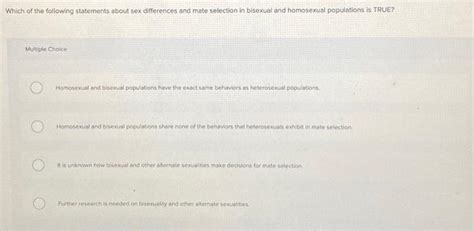 Solved Which Of The Following Statements About Sex