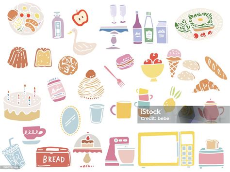 흑백 모노톤 라인 드로잉으로 된 삽화 필기 패션 잡지 패션 귀여움 실내 장식 및 가구 달콤한 음식에 대한 스톡 벡터 아트 및 기타 이미지 Istock