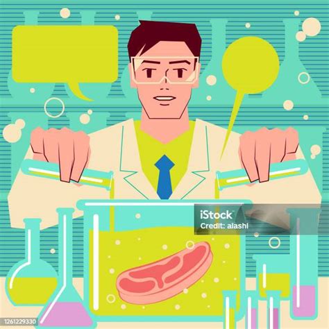 과학자 를 만드는 유전 공학 유전자 변형 Gmo 및 유전자 조작 개념 고기에 대한 스톡 벡터 아트 및 기타 이미지 Istock