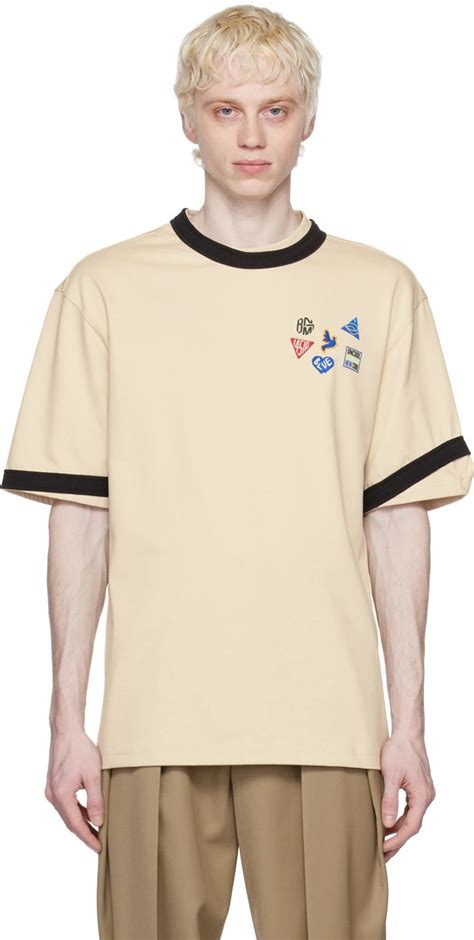 ADER Error Beige Patch T Shirt New Man Clothing Shirts Mens Outfits