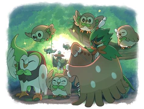 Rowlet Decidueye Dartrix And Hisuian Decidueye Pokemon Drawn By