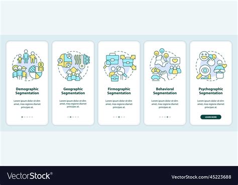 Type Of Market Segmentation Onboarding Mobile App Vector Image