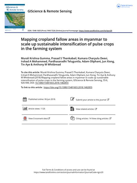 Mapping Cropland Fallow Areas In Myanmar To Scale Up Sustainable Intensification Of Pulse Crops