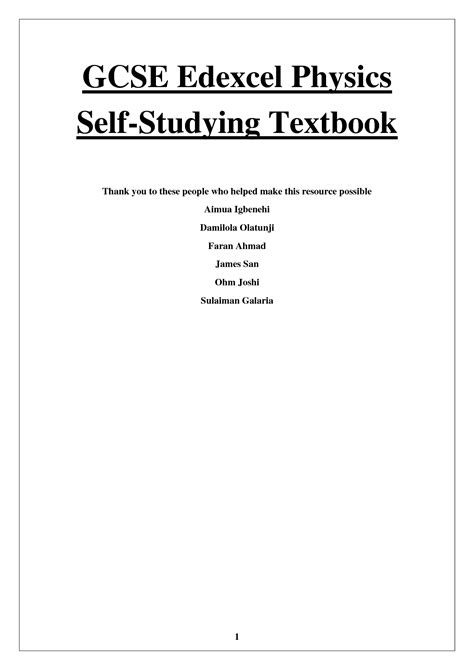 SOLUTION Gcse Edexcel Physics Self Studying Textbook Studypool