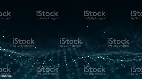 움직이는 점과 선이 있는 추상파 파티클의 흐름입니다 사이버 기술 일러스트레이션 3d 렌더링 3차원 형태에 대한 스톡 사진 및 기타 이미지 Istock