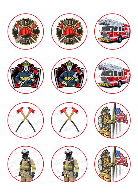 Firefighter Edible Cupcake Toppers Ediblecaketopper