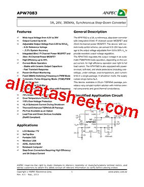 APW Datasheet PDF Anpec Electronics Coropration