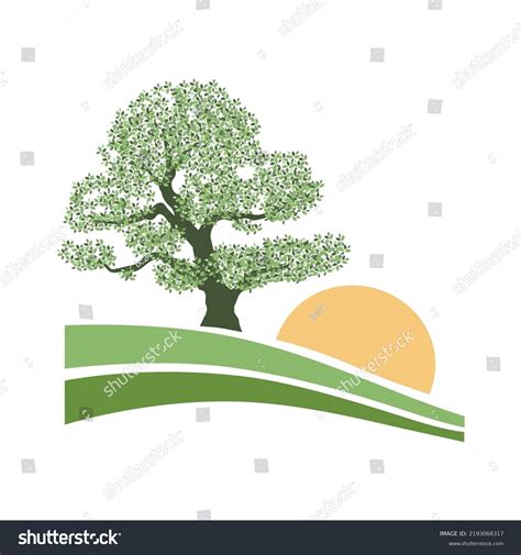 Beautiful Old Tree Vector Artwork Stock Vector Royalty Free