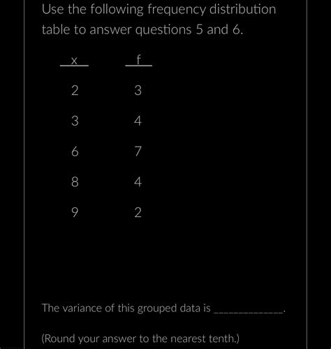 Solved Use The Following Frequency Distribution Table To Chegg