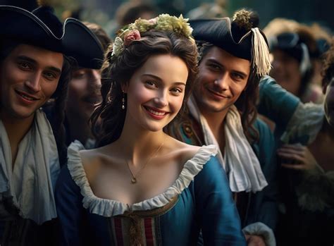 Premium Ai Image A Group Of French People In National Dress