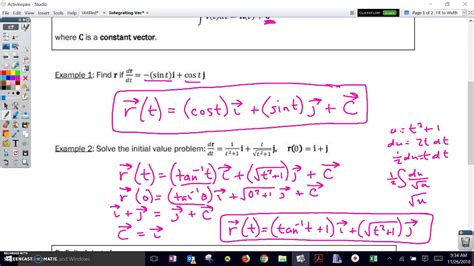 Integrating Vector Valued Functions Examples 1 To 3 Youtube