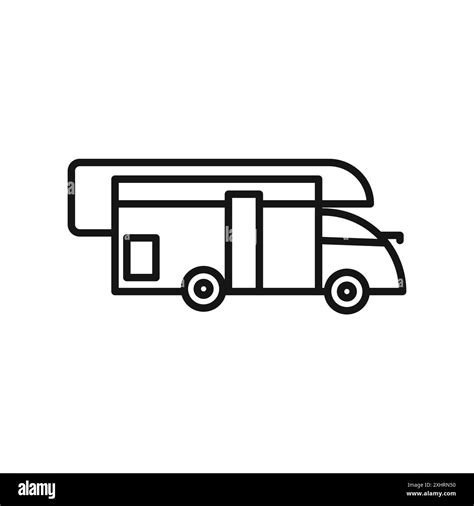 Camping Car Icon Black Line Art Vector In Black And White Outline Set Collection Sign Stock