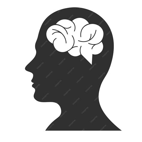 Premium Vector Dark Head Silhouette With Brain Icon Brain Symbol In Flat Style Isolated On