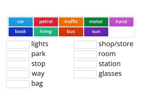 Noun Noun Combinations Match Up Noun Noun Combinations Match Up