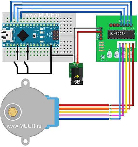 Подключение шагового двигателя 28byj 48 5v к Arduino драйвер ШД Uln2003 Customstepper H Muuh