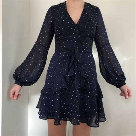 Polka Dot Wrap Style Dress Chiffon Fabric Brand New Depop
